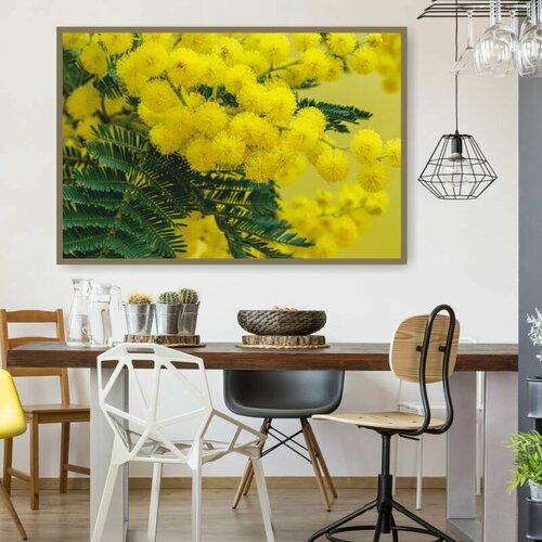 Постер для интерьера Праздничные Желтые Цветы Мимозы на стену 40х30 см в тубусе ПолиЦентр