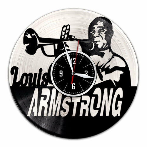 Луи Армстронг - настенные часы из виниловой пластинки (с серебряной подложкой)