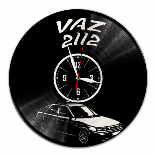 ВАЗ 2112 - настенные часы из виниловой пластинки (с серебряной подложкой)