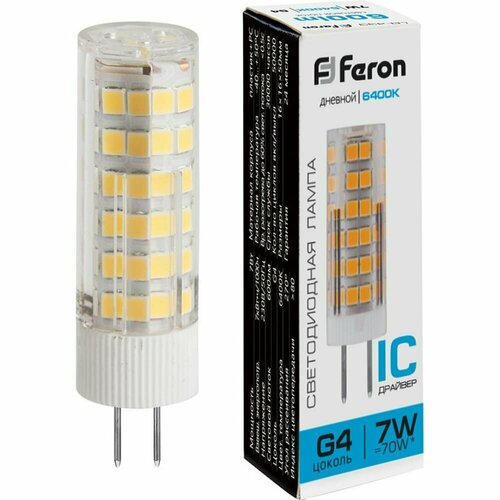 Светодиодная лампа FERON 7W 230V G4 6400K, LB-433 25865 15928644