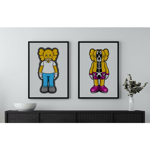 Набор плакатов "KAWS" / Формат А3+ / 2 шт. (33х48 см) / Набор интерьерных постеров