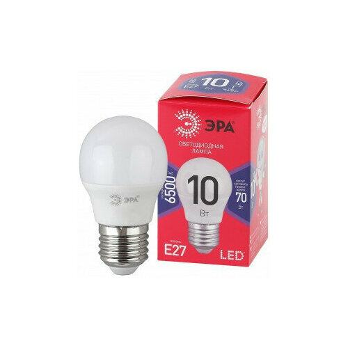 Светодиодная LED лампа ЭРА ECO шар P45 E27 10W(800lm) 6500K 6K 90х45 P45-10W-865-E27 6304 (упаковка 18 штук)
