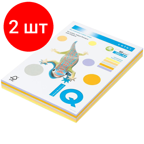 Комплект 2 шт, Бумага IQ "Color Trend Mixed Packs" А4, 80г/м2, 250л. (5 цветов)