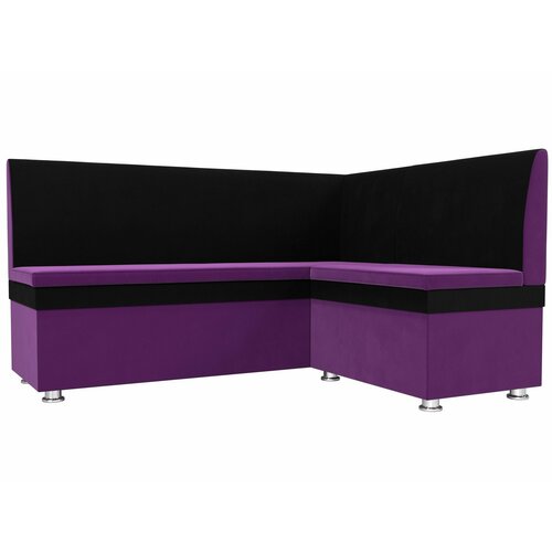 Кухонный угловой диван Уют правый угол, Микровельвет фиолетовый и черный