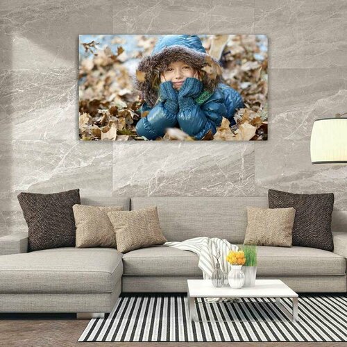 Картина на холсте 60x110 LinxOne "Природа куртка улыбка" интерьерная для дома / на стену / на кухню / с подрамником