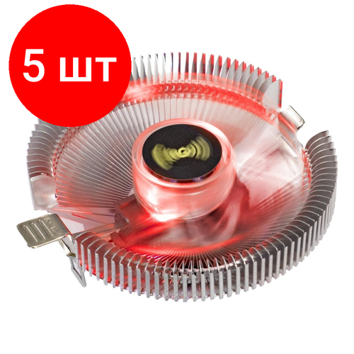 Комплект 5 штук, Кулер ExeGate Wizard EE91-RED, all sockets,75W, красн,90мм (EX286147RUS)