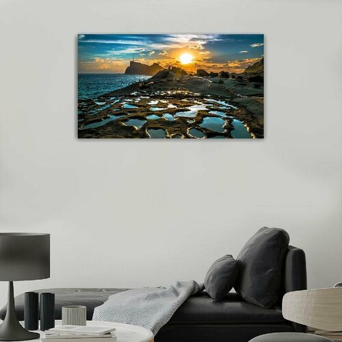 Картина на холсте 60x110 LinxOne "Пейзаж тайвань облака море" интерьерная для дома / на стену / на кухню / с подрамником