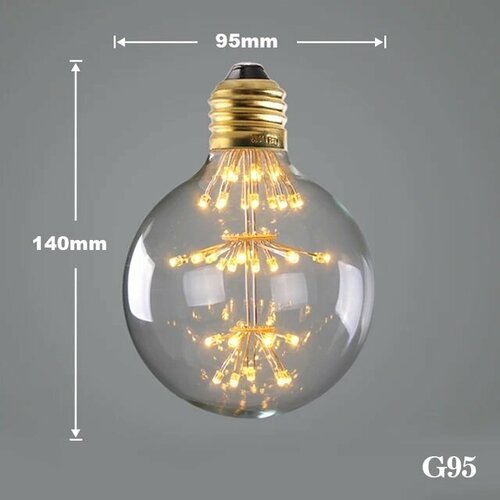 Лампа светодиодная филаментная E27 3W 2200K теплый белый G95, LED