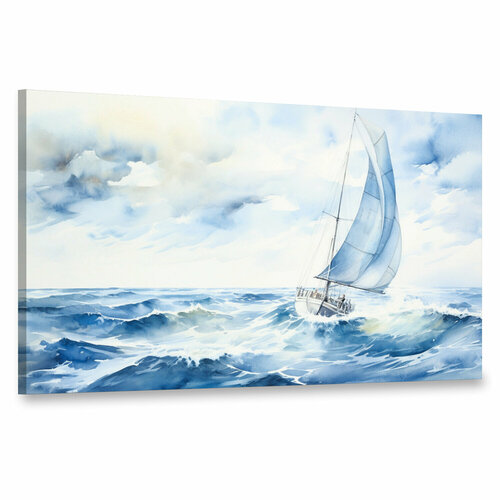 Интерьерная картина 100х60 "Парусник в бурном море"