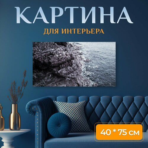 Картина на холсте "Уэльс, береговой линии, морской берег" на подрамнике 75х40 см. для интерьера