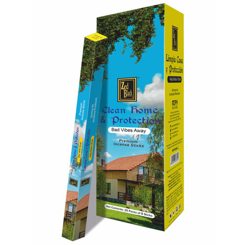 CLEAN HOME & PROTECTION Premium Incense Sticks, Zed Black (очищение И защита дома премиум благовония палочки, Зед Блэк), уп. 8 палочек.