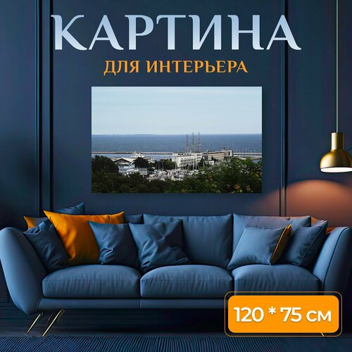 Картина на холсте "Панорама, вид, город" на подрамнике 120х75 см. для интерьера