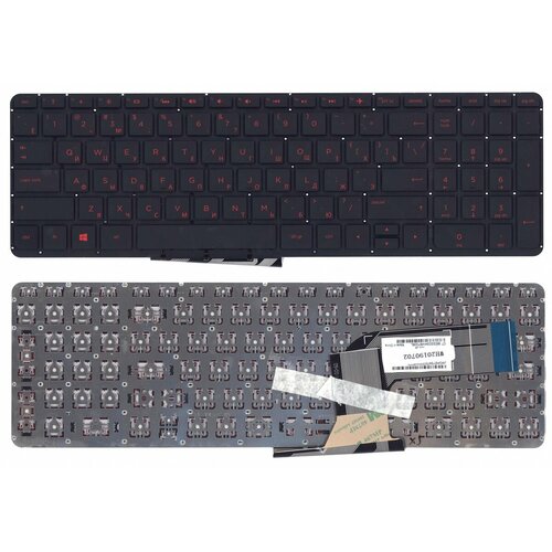 Клавиатура для HP Pavilion 15-P010US черная с красной подсветкой