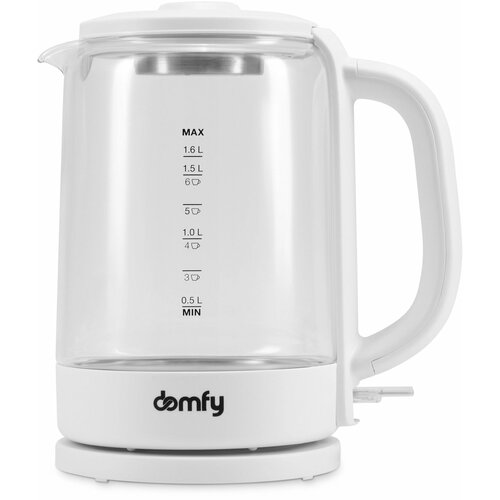 Чайник электрический Domfy DSW-EK304 1.7л. 2200Вт белый корпус: стекло/пластик