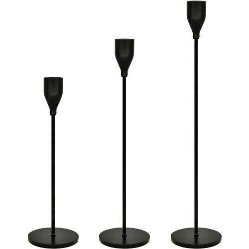 Подсвечник для 3 свечей (33 см, 28 см, 24 см), 3 шт. в комплекте, черные