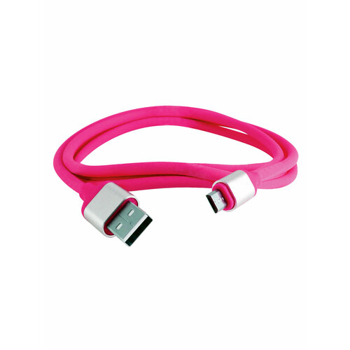 Дата-кабель, ДК 19, USB - micro USB, 1 м, силиконовая оплетка, розовый, TDM