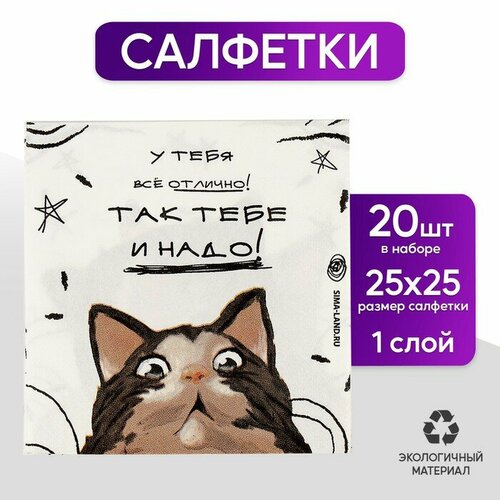 Салфетки 25*25см "Коты" (набор 20 шт)