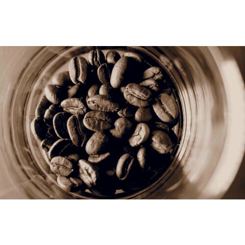 Картина на холсте 60x110 LinxOne "Кофейные зерна, кофе банка" интерьерная для дома / на стену / на кухню / с подрамником
