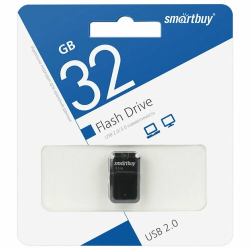 Флеш-диск 32 GB, SMARTBUY Art, USB 2.0, черный, SB32GBAK, 513610