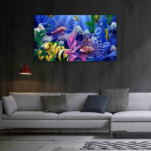 Картина на холсте 60x110 LinxOne "Lions of the Sea fish" интерьерная для дома / на стену / на кухню / с подрамником