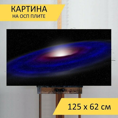Картина на ОСП 125х62 см. "Пространство, галактика, галактики" горизонтальная, для интерьера, с креплениями