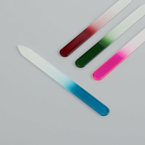 Пилка стеклянная для ногтей «Цветной градиент», 14 см, в чехле, цвет микс