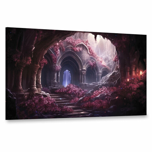 Интерьерная картина 100х60 "Розы в волшебной пещере"