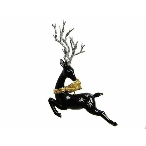 Ёлочная игрушка олень - зимняя искра, черный, полистоун, 12 см, Kurts Adler E0547-2