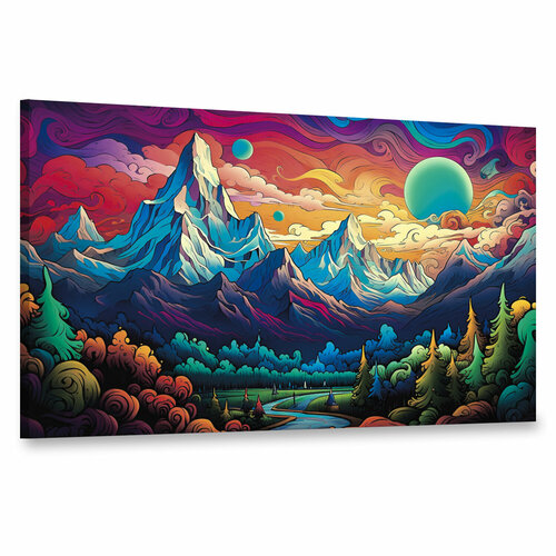 Интерьерная картина 100х60 "Величие гор: пейзаж, который вдохновляет"