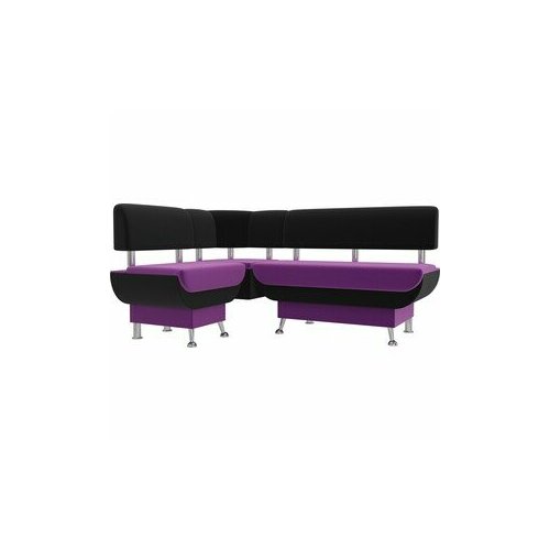 Кухонный угловой диван АртМебель Альфа микровельвет фиолетовый черный левый угол