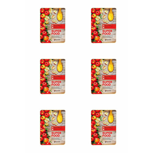 Eyenlip beauty Маска для лица на тканевой основе SUPER FOOD APPLE MASK 23мл в уп, 6 уп