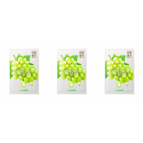 The Saem Маска тканевая для лица Natural Green Grape Mask Sheet, 21 мл, 3 шт