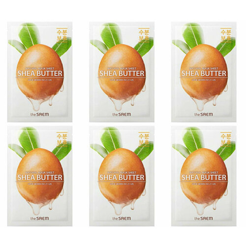 The Saem Маска на тканевой основе Natural Shea Butter Mask Sheet 21мл,6 шт