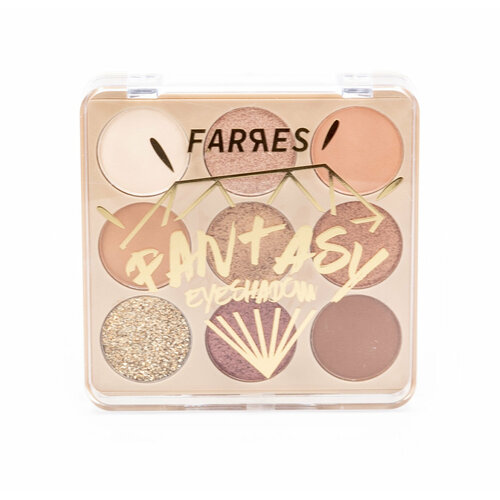 Farres cosmetics / Тени для век fantasy 1818 тон 02 сухие для любого типа кожи 9 цветов 12.6г