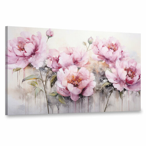 Интерьерная картина 100х60 "Пионы в розовом"