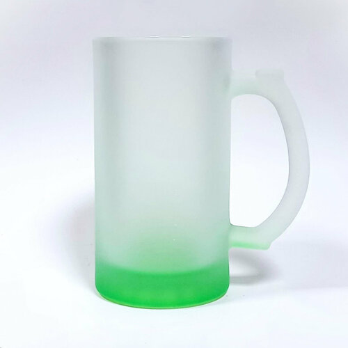 Кружка стеклянная Пивная прозрачная матовая, 500мл (зеленая)