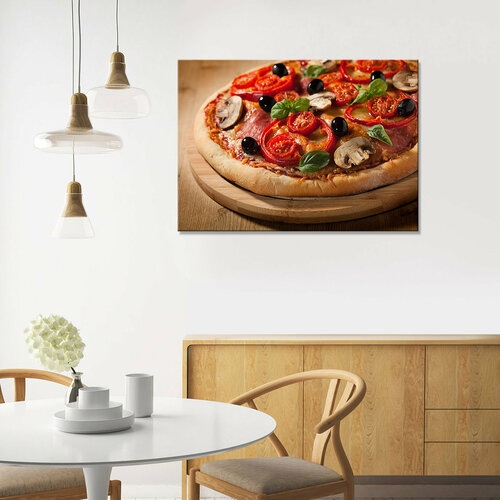 Картина/Картина на холсте для интерьера/Картина на стену/Картина для кухни/ - Пицца на доске 60х80