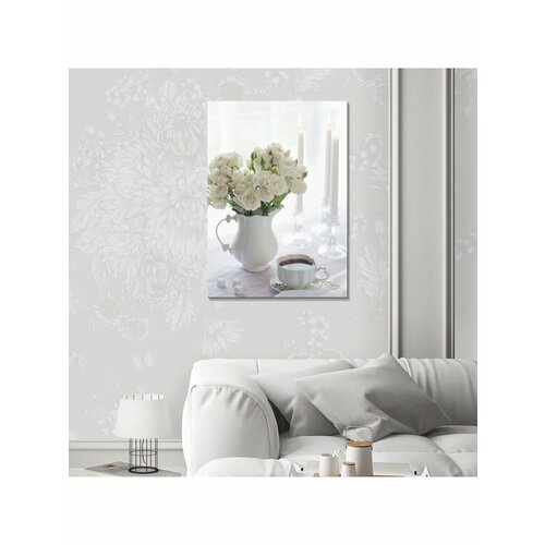 Картина на холсте с подрамником Чай белые розы 30х40