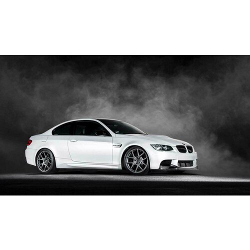 Картина на холсте 60x110 Альянс Лес "White Vorsteiner E92 front BMW" на подрамнике / интерьер/ декор
