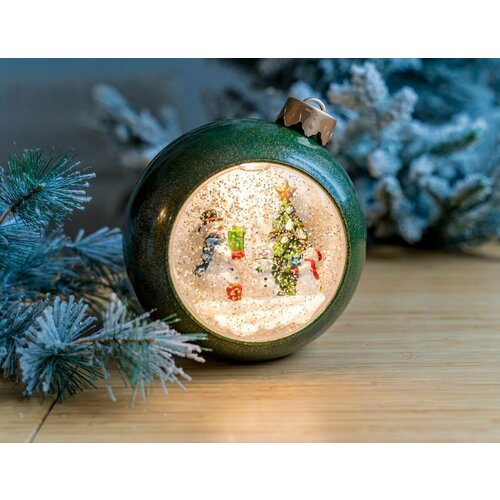 Светящийся музыкальный снежный шар снежная семья, LED-подсветка, 16.5 см, батарейки, Peha Magic PT-22270