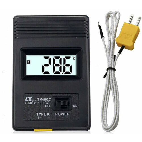 Термометр цифровой с выносным датчиком (диапазон -15.1300 град. С) S-Line TM-902C (Черный)