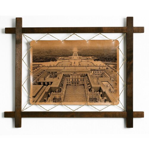 Картина Дворец Версаль, Франция, гравировка на натуральной коже, в деревянной раме, подарок, BoomGift
