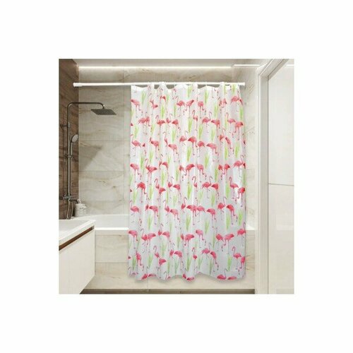 Штора для ванной Сантис "Фламинго", материал основы peva 54 г/м2, PV-116, 180х180 см