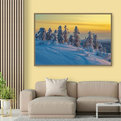 Постер Зимний Пейзаж Красочный Закат Тип 1 90х60 см в тубусе ПолиЦентр