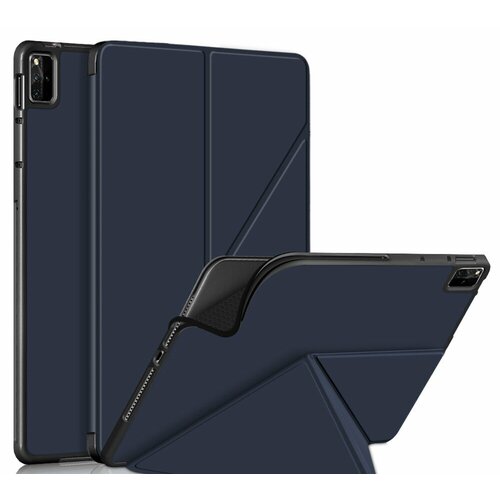 Защитный чехол MyPads с подставкой Оригами для Huawei MatePad Pro 12.6 (2021) WGR-W09 натуральная кожа синий