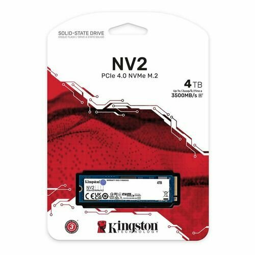 SSD накопитель Kingston NV2 SNV2S/4000G 4ТБ, M.2 2280, PCIe 4.0 x4, NVMe, M.2