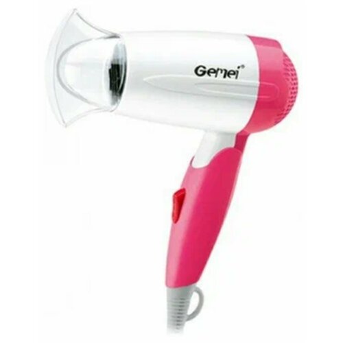 Фен дорожный туристический для волос GM-1709 розовый белый сушилка для волос