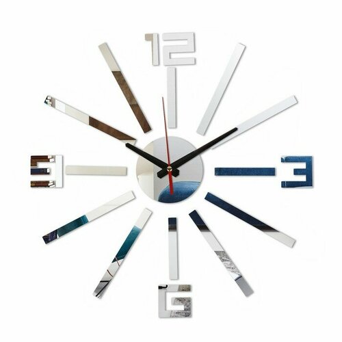 MARU Часы-наклейка, серия: DIY, "Лучи", плавный ход, d-40 см, серебро