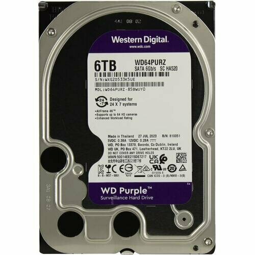 Жесткий диск Western digital Purple 6 Тб WD64PURZ