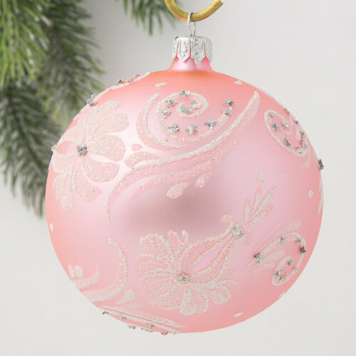 Елочка Стеклянный елочный шар Гармония 9 см розовый С 1945